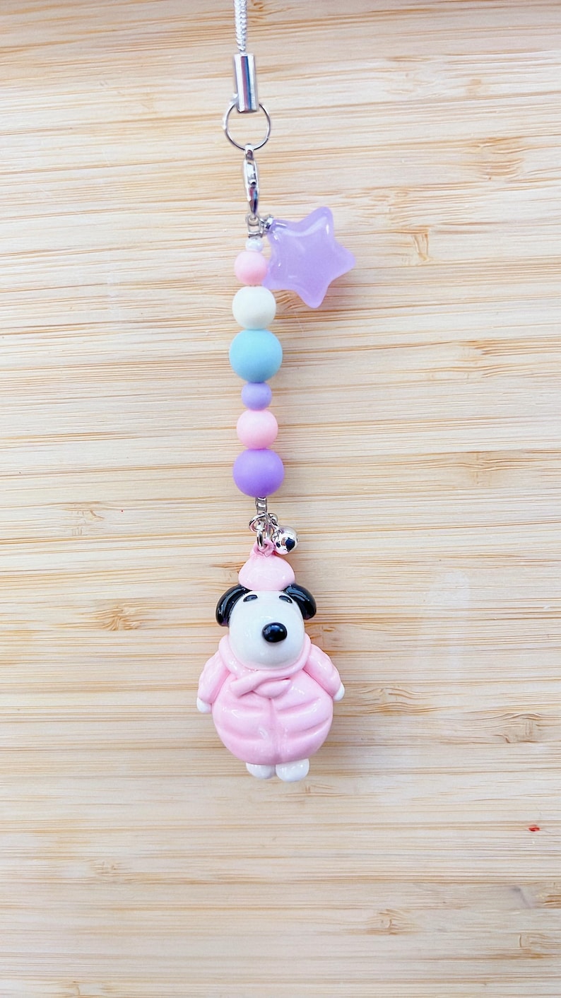 Snoopy Puffer Jacket Charm | Handmade Polymer Clay Keychain | Pastel ...