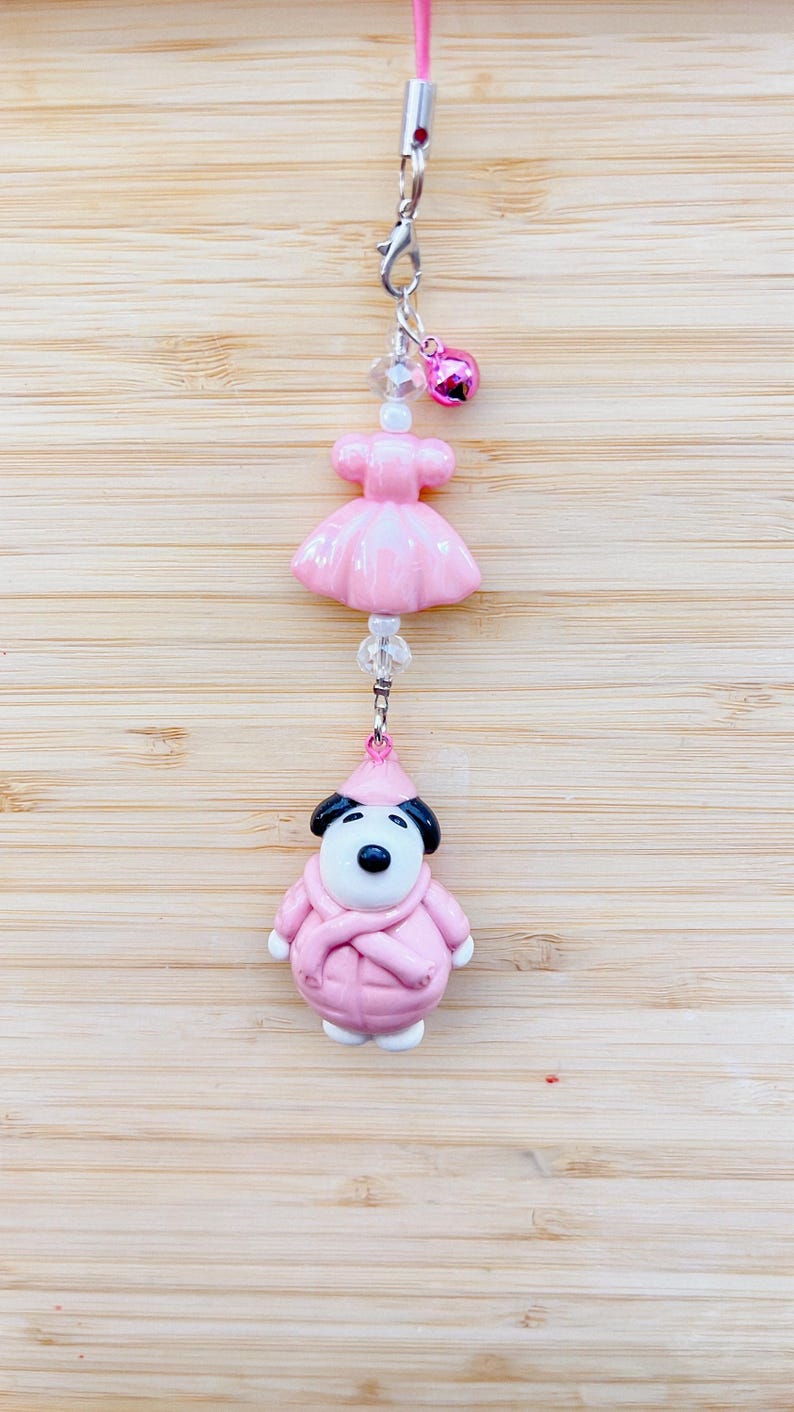Snoopy Puffer Jacket Charm | Handmade Polymer Clay Keychain | Pastel ...