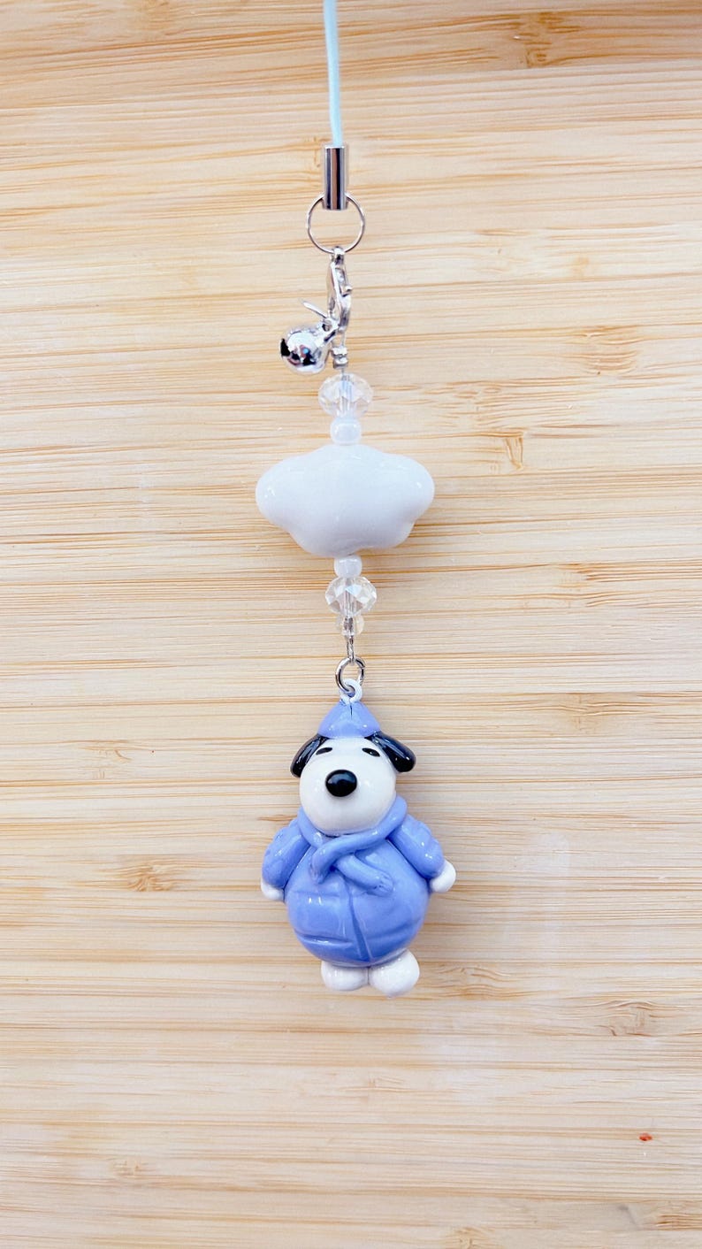 Snoopy Puffer Jacket Charm | Handmade Polymer Clay Keychain | Pastel ...