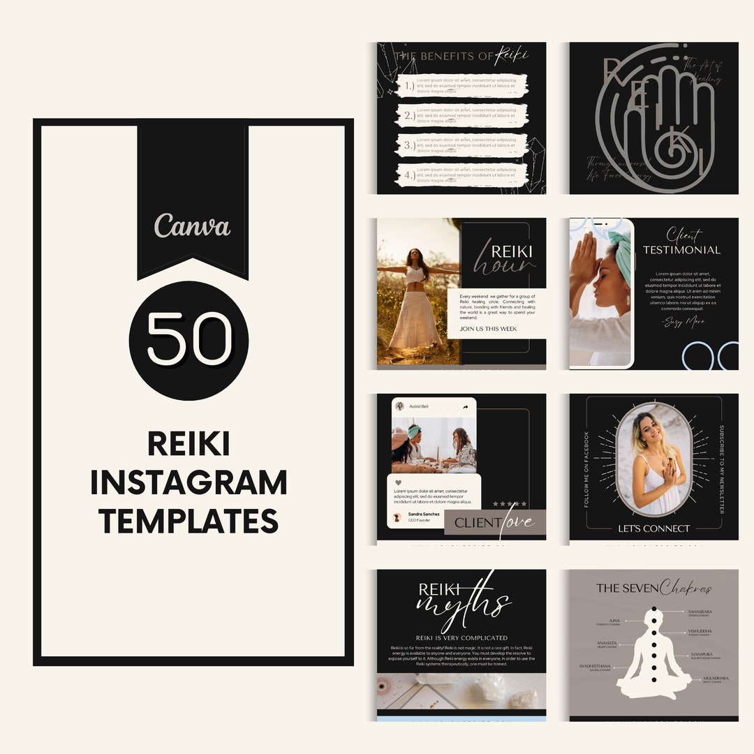 50 Reiki Instagram Posts Chakra Guides Canva Templates - Etsy