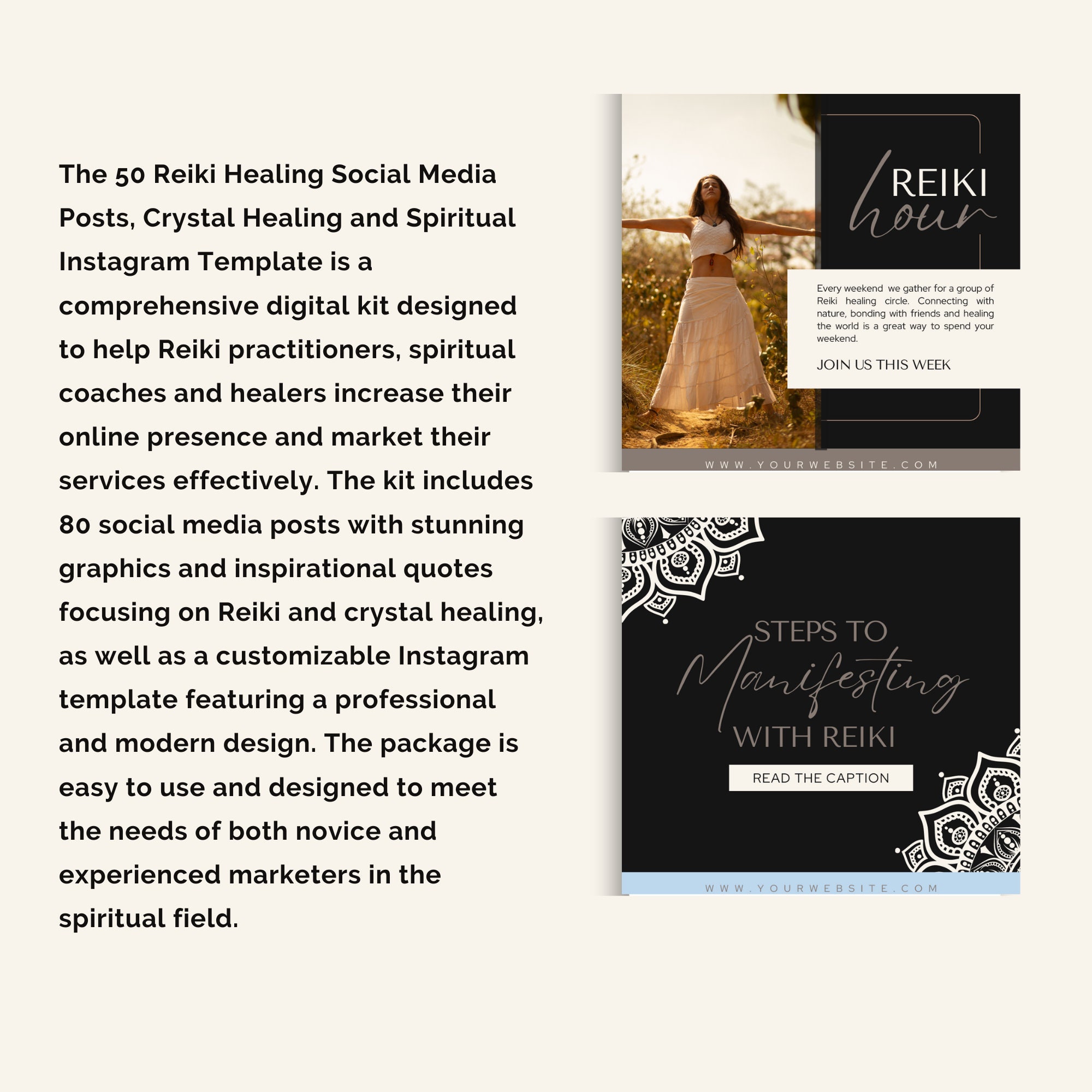 50 Reiki Instagram Posts Chakra Guides Canva Templates - Etsy