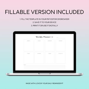 Single Page Weekly Planner Printable Landscape Office Planner Desk ...