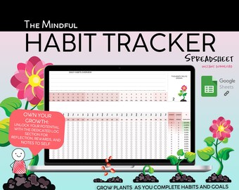 Mindful Habit Tracker Spreadsheet Google Sheets Daily Weekly Monthly ...