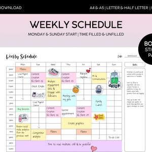 Minimalist Weekly Planner Schedule Printable, Weekly to Do List Agenda ...