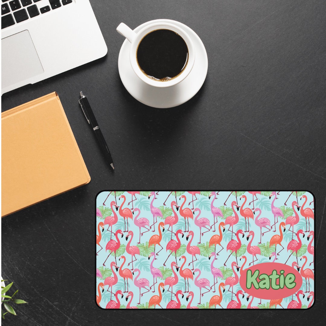 Custom Flamingo Desk Mat, Personalized Bird Lover Gift, Large Mouse Pad ...