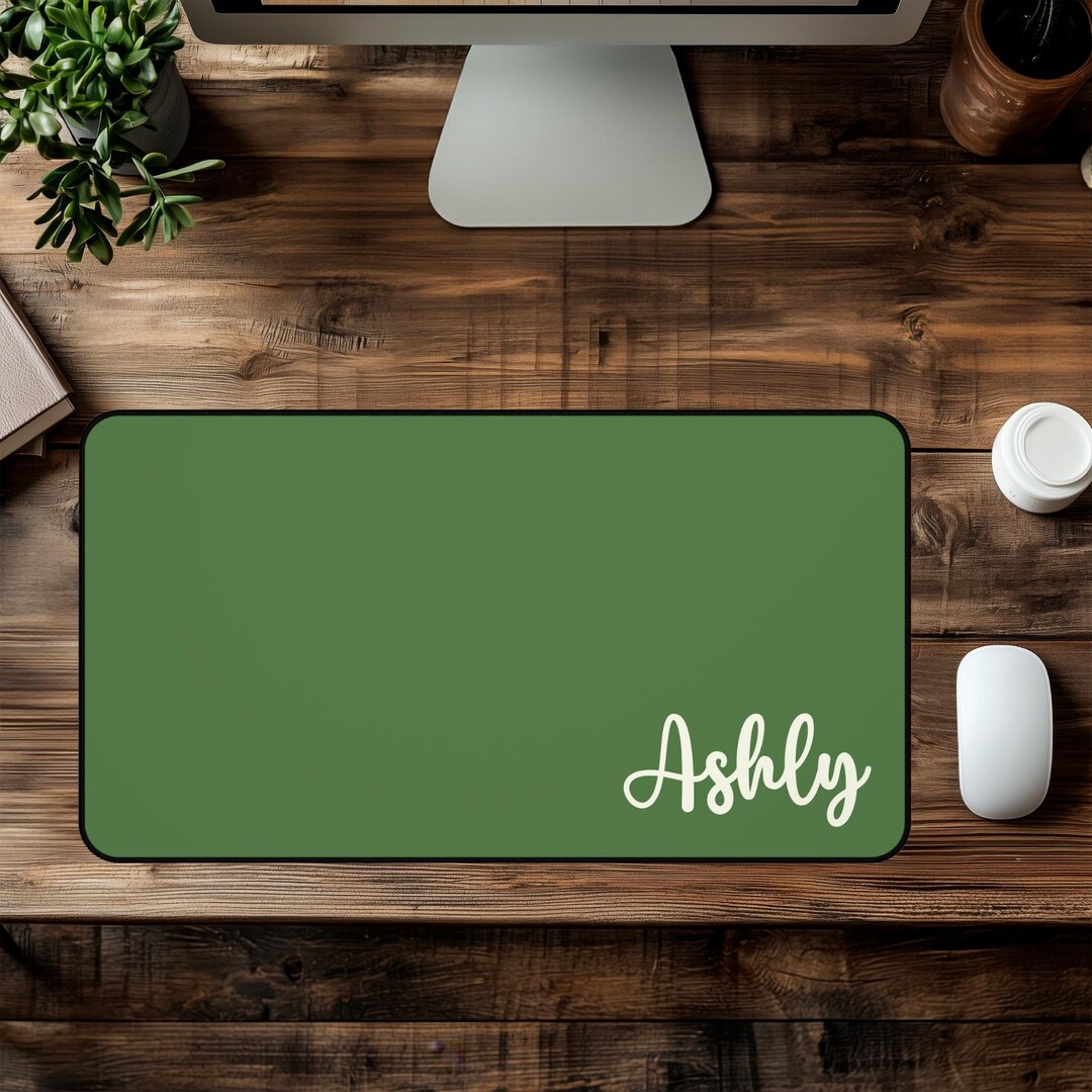 Large Green Desk Mat | Cute Custom Mouse Pad | Personalized Cubicle ...