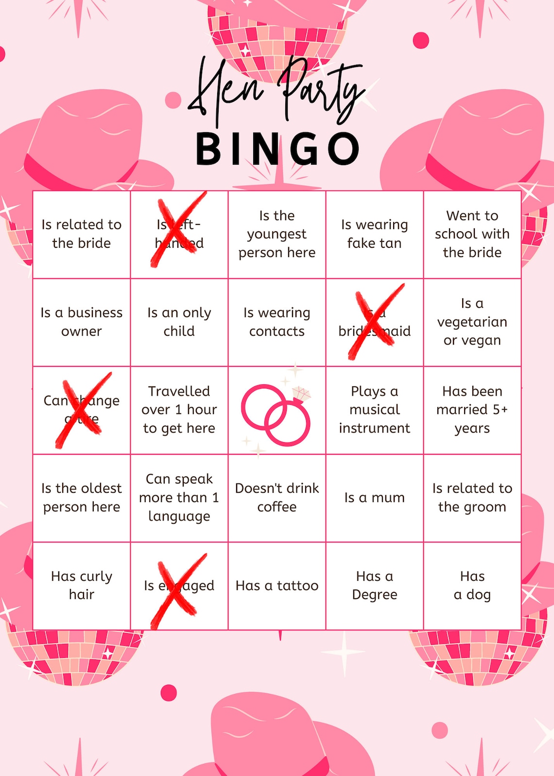 Hen Party Bingo. Bridal Shower Games. Instant Download. - Etsy