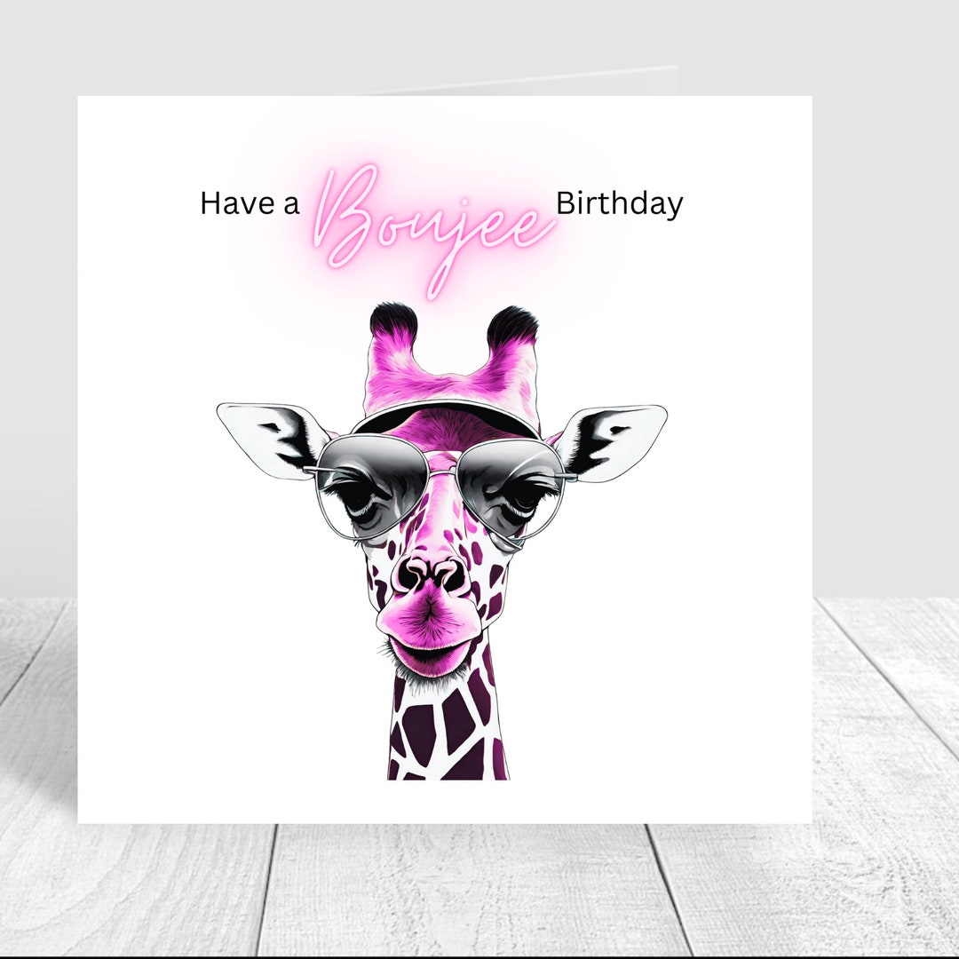 Boujee Birthday Card. Giraffe Greetings Card. Gift Idea. - Etsy