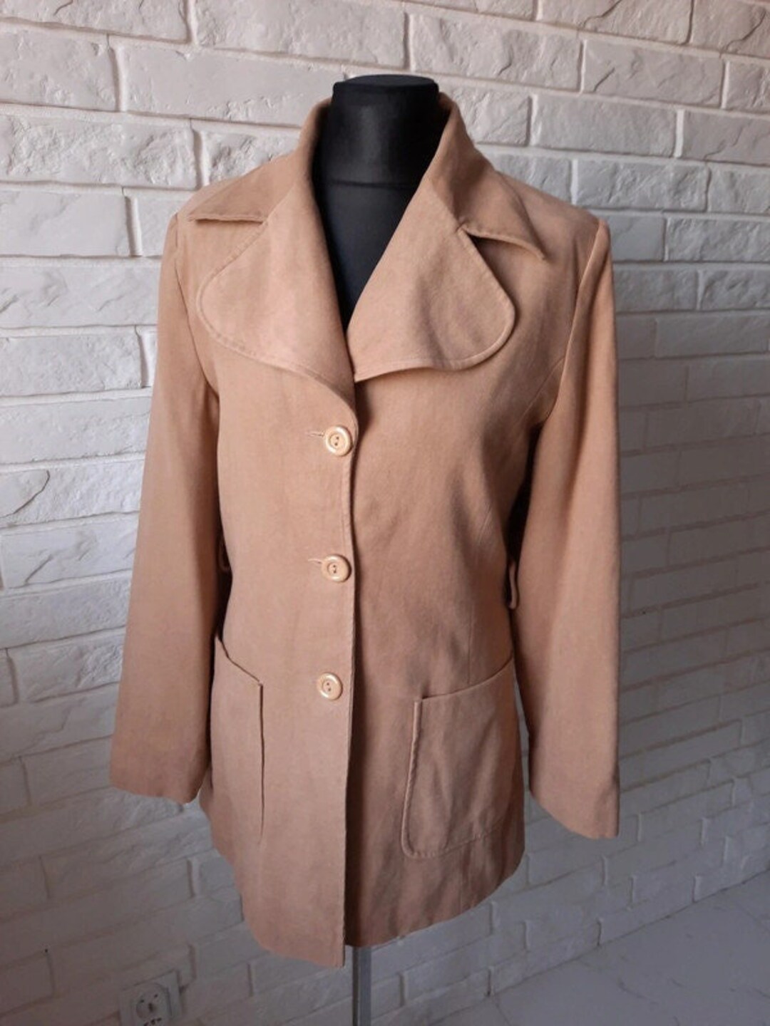 Elegant Short Old Money Camel Coat Size L - Etsy