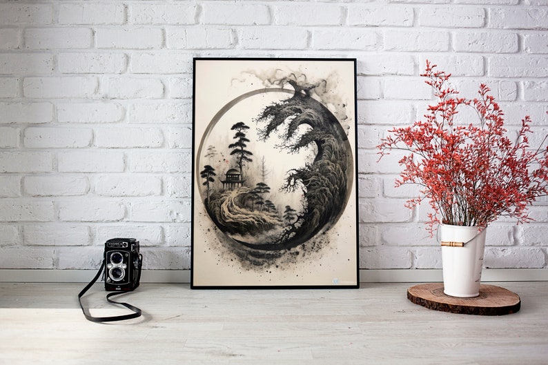 Enso Tree Collage | Buddhist Art | Enso Wall Art | Digital Art | Enso ...