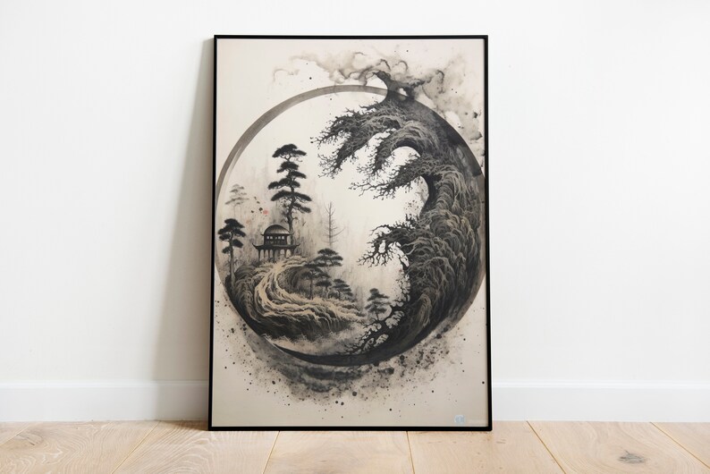 Enso Tree Collage | Buddhist Art | Enso Wall Art | Digital Art | Enso ...
