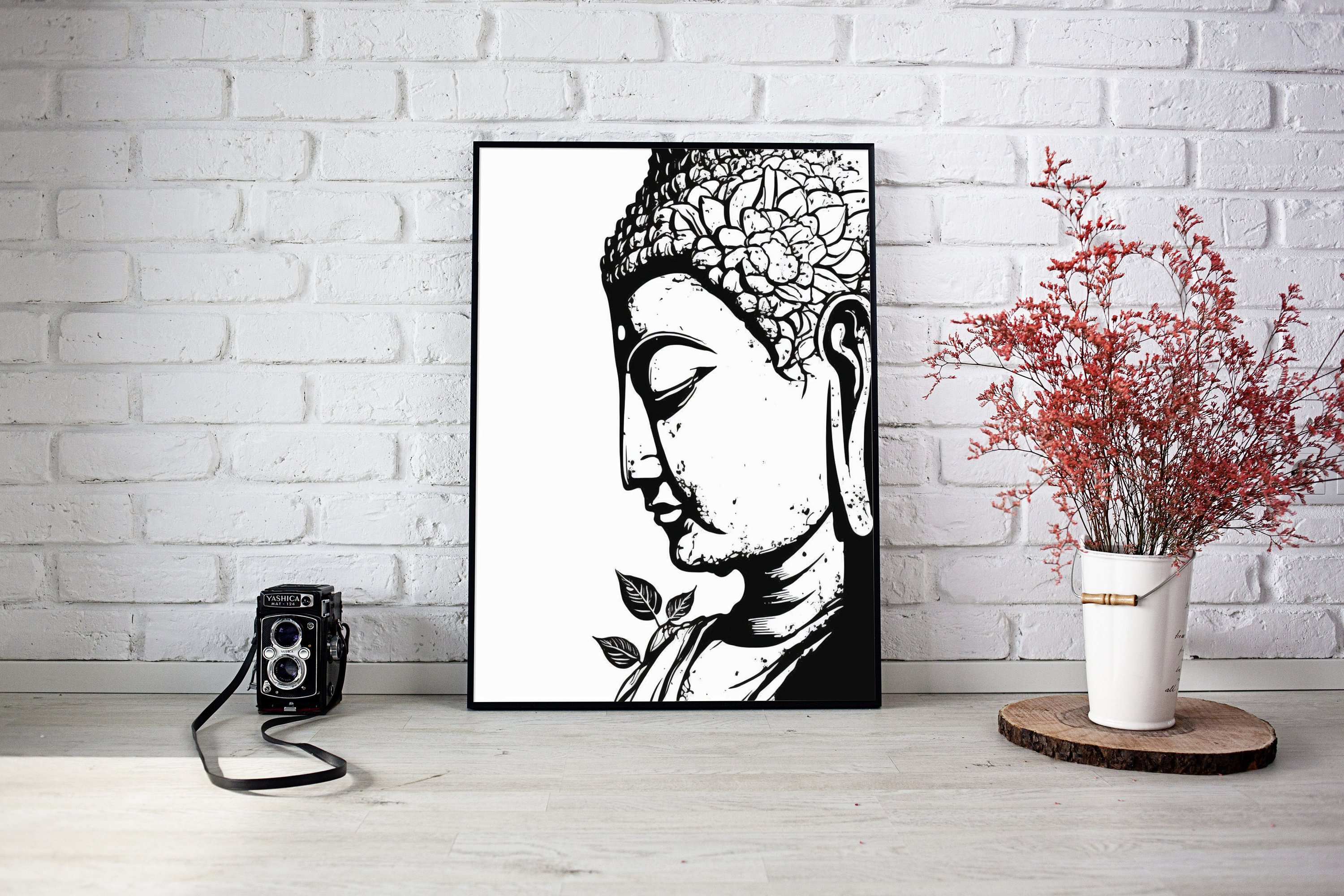 Buddha Face Line Art Print | Minimalist Buddhist Wall Decor (PDF & JPG ...