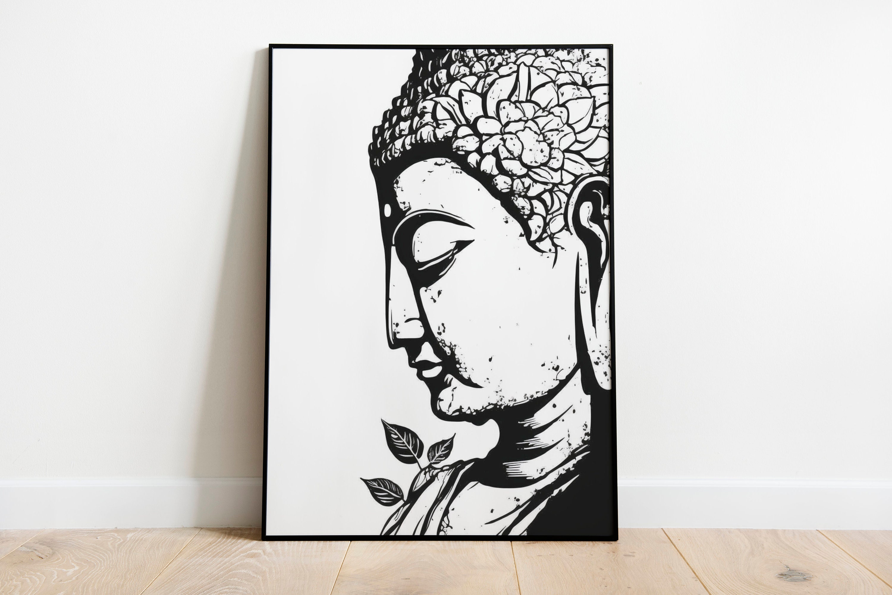 Buddha Face Line Art Print | Minimalist Buddhist Wall Decor (PDF & JPG ...
