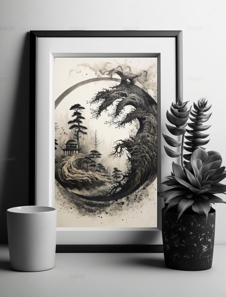 Enso Tree Collage | Buddhist Art | Enso Wall Art | Digital Art | Enso ...
