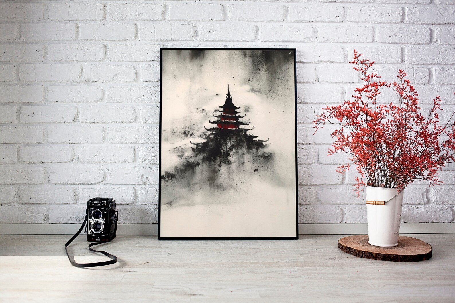 Monastery Art Print | Ink Drawing, Buddhist Wall Decor (digital ...