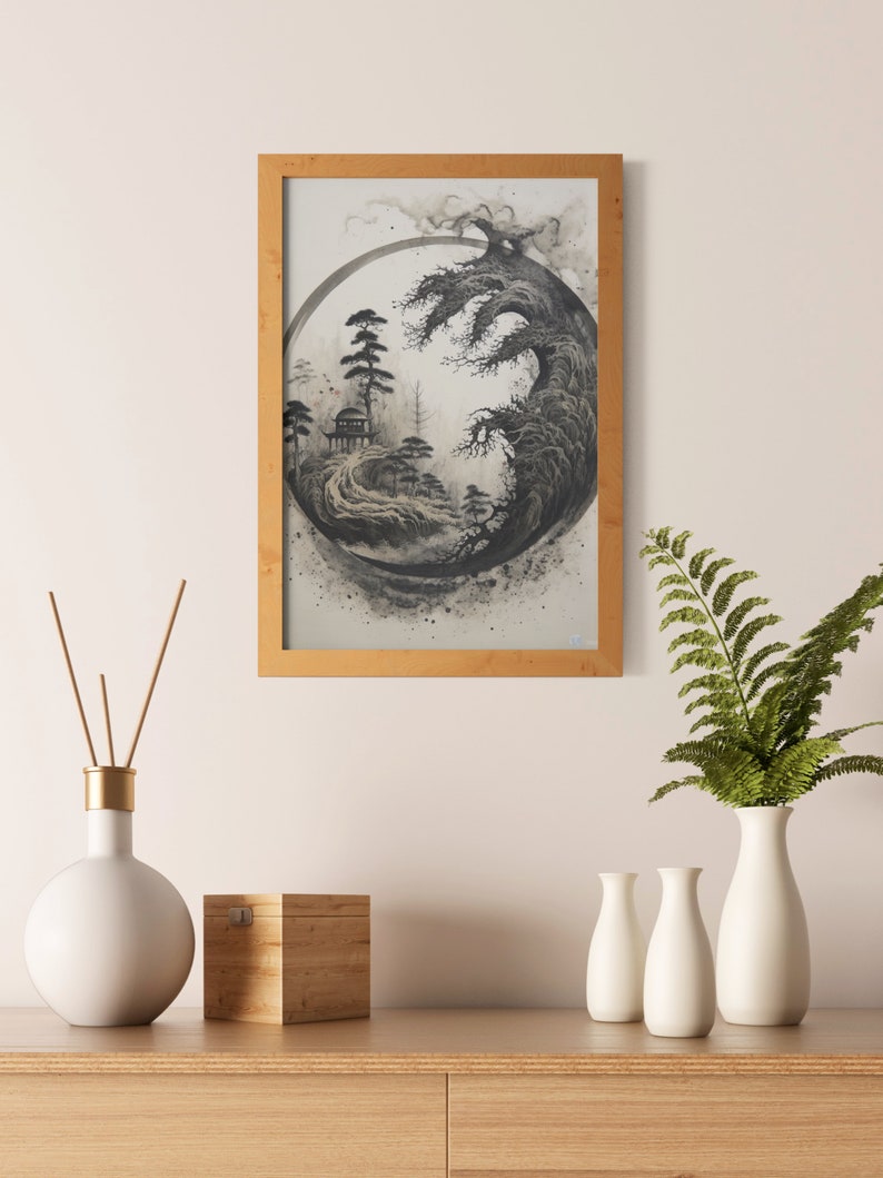Enso Tree Collage | Buddhist Art | Enso Wall Art | Digital Art | Enso ...