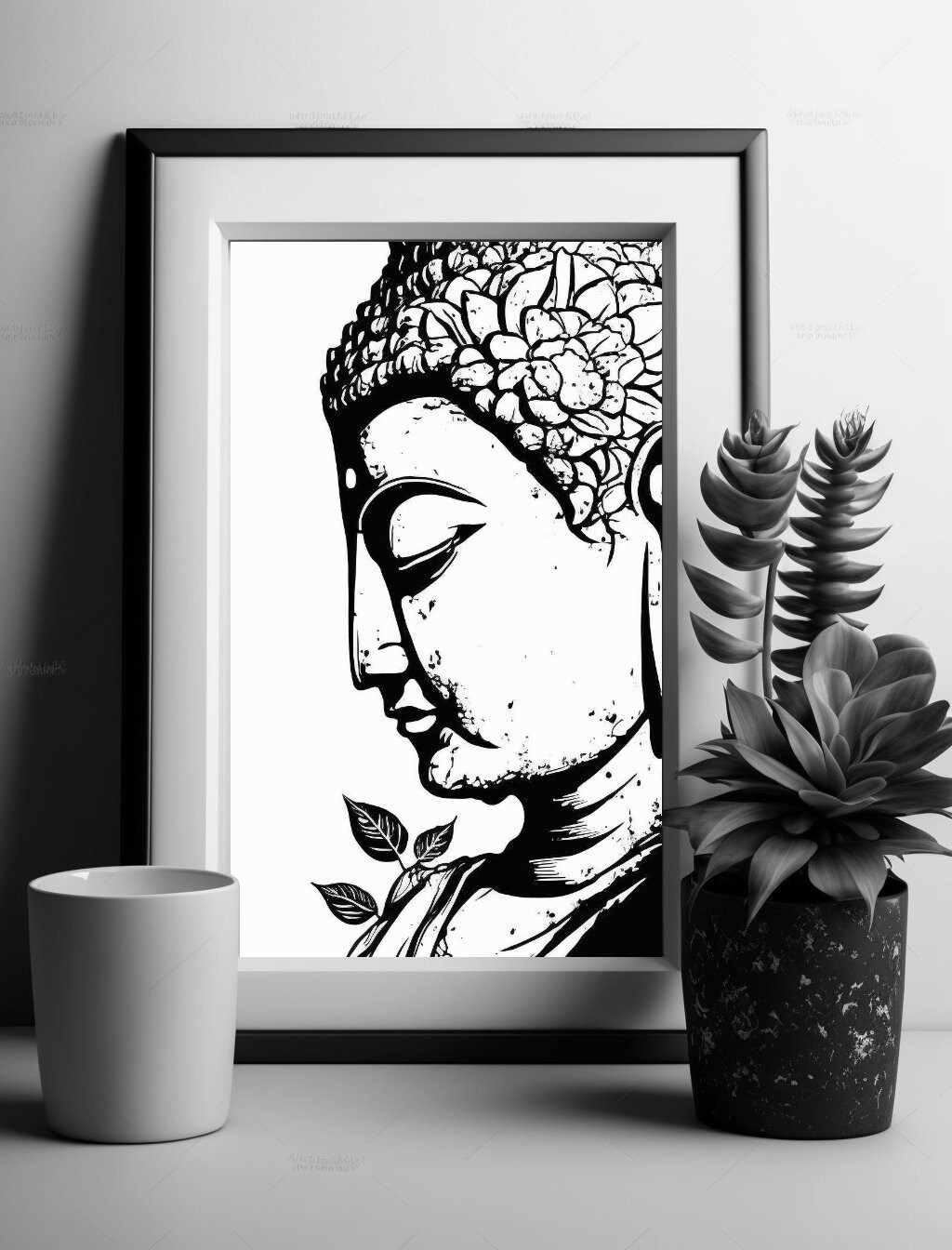 Buddha Face Line Art Print | Minimalist Buddhist Wall Decor (PDF & JPG ...