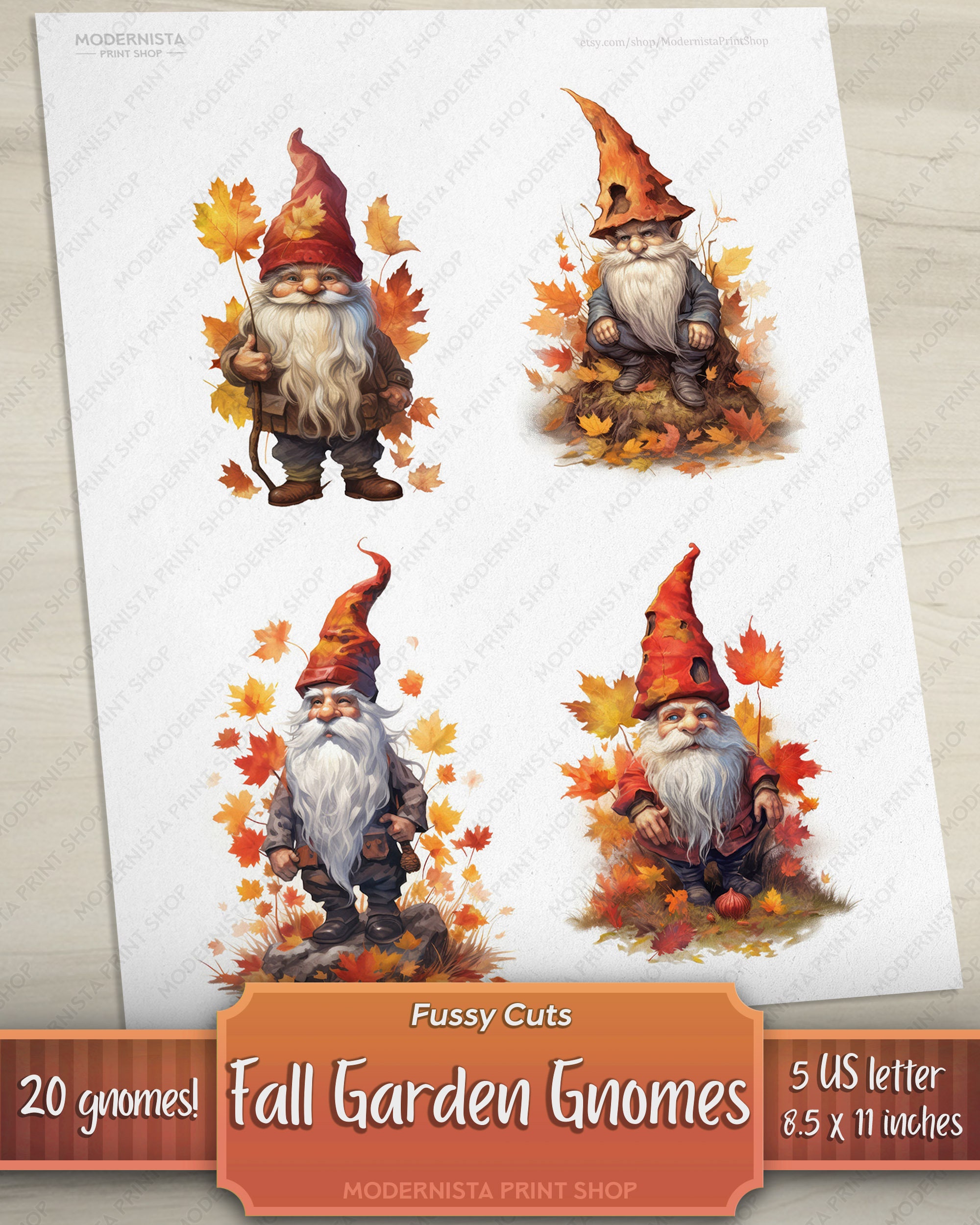 Printable Fall Garden Gnomes Fussy Cut Junk Journal Ephemera - Etsy