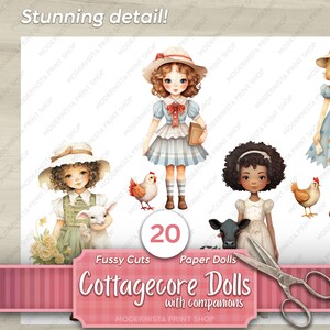 Cottagecore Paper Dolls: Farm Animal Friends (digital Dolls Images) - Etsy