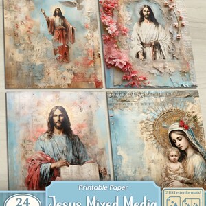 Jesus Mixed Media Junk Journal Kit, Digital Papers, Christian Printable ...