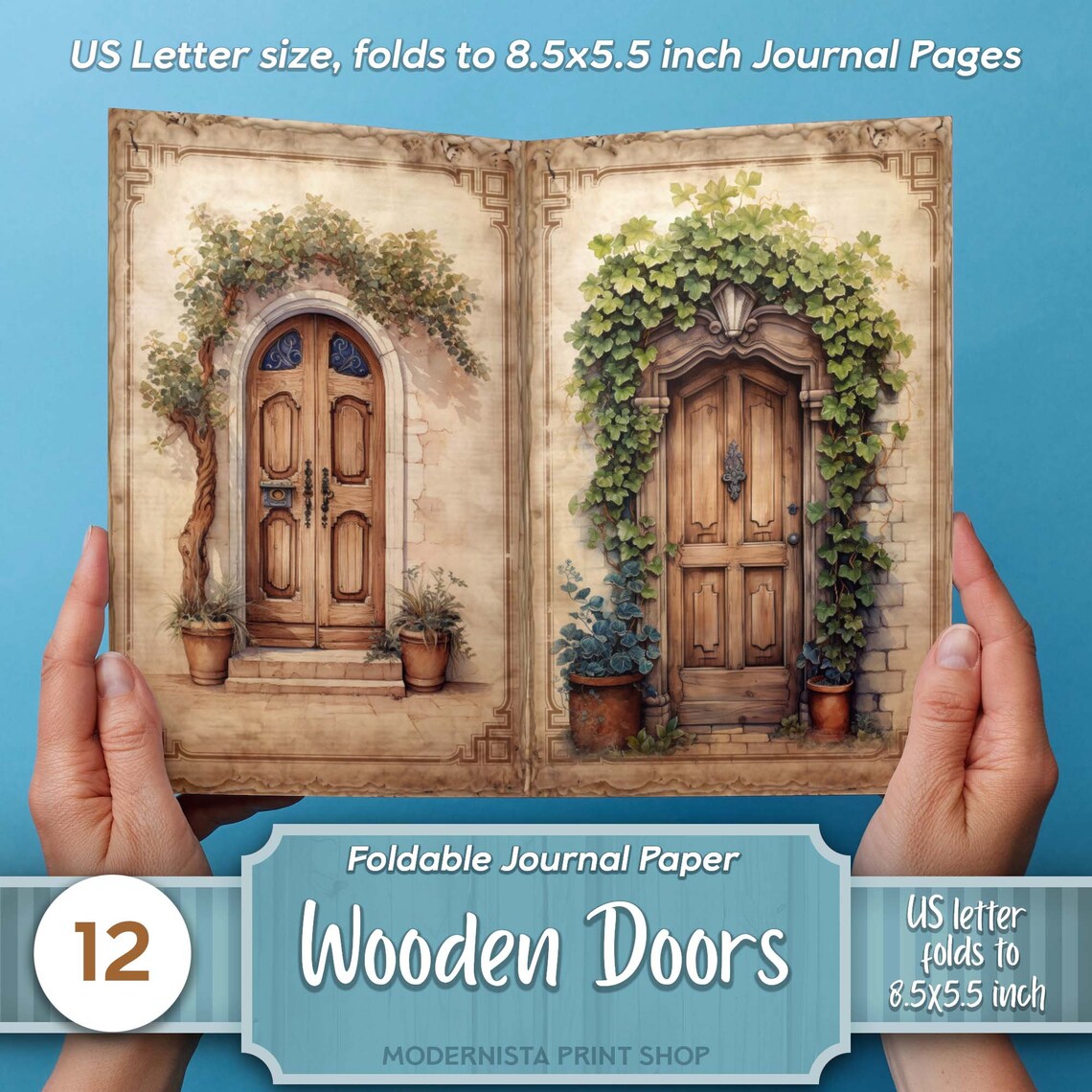 Wooden Doors Vintage Junk Journal Digital Papers, Printable Journal ...