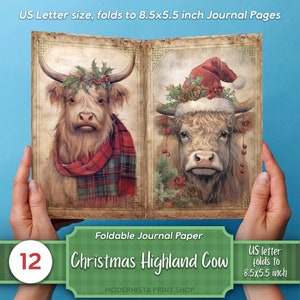 Highland Cow Christmas Junk Journal Digital Papers, Highlandcow ...