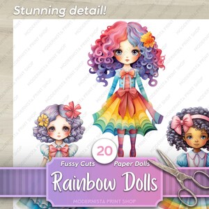 Rainbow Paper Dolls Kit: Fussy Cut Journaling Ephemera (digital Images ...
