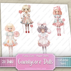 Candycore 20 Printable Paper Dolls Kit | Dolls Journaling | Fussy Cut ...