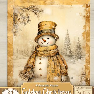 Golden Christmas Junk Journal Kit: Santa Ephemera, Printable Papers ...