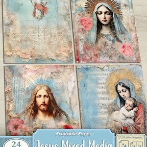 Jesus Mixed Media Junk Journal Kit, Digital Papers, Christian Printable ...
