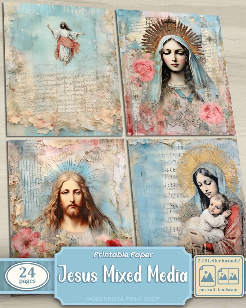 Jesus Mixed Media Junk Journal Kit: Christian Faith Pages (digital ...