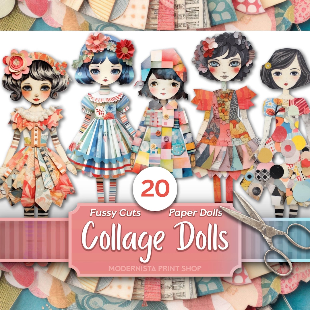 Collage Dolls Art Paper Dolls Kit | Dolls Journaling | Fussy Cut ...