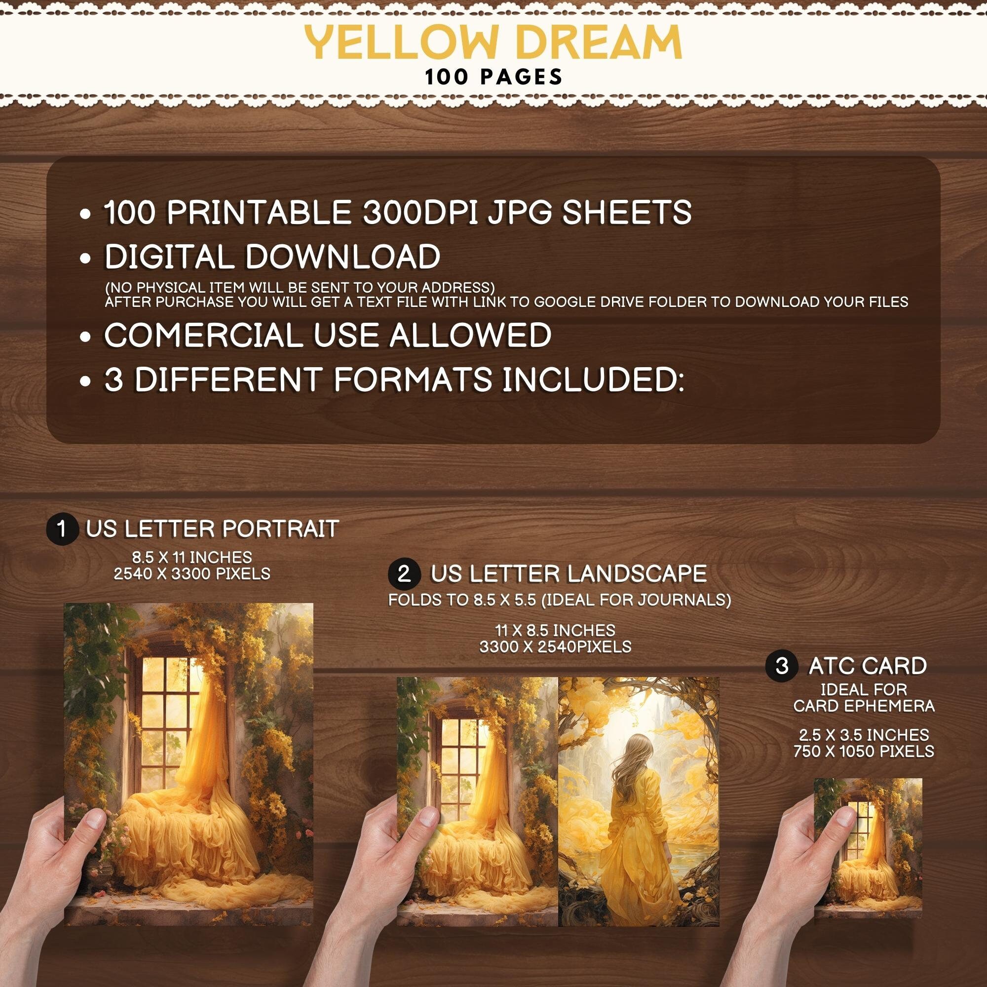 Large Bundle 100 Yellow Digital Papers Art Kit | Yellow Printable ...