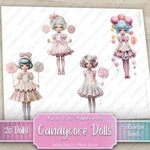 Candycore 20 Printable Paper Dolls Kit | Dolls Journaling | Fussy Cut ...