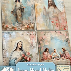 Jesus Mixed Media Junk Journal Kit, Digital Papers, Christian Printable ...