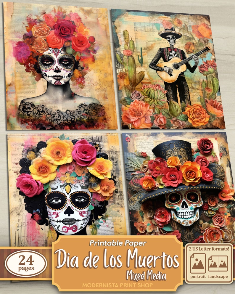 Dia De Los Muertos Junk Journal Kit: Mixed Media Digital Papers ...