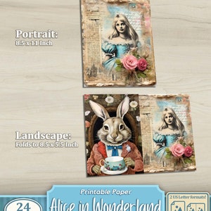 Alice in Wonderland Junk Journal Kit, Printable Mixed Media Pages ...