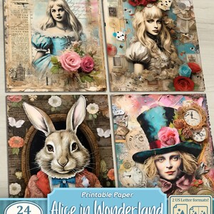 Alice in Wonderland Junk Journal Kit Mixed Media, Digital Papers ...