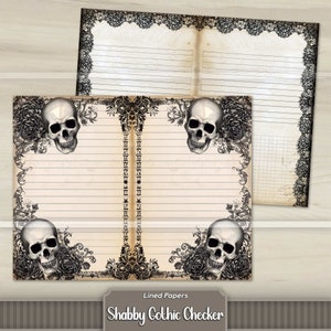 Shabby Gothic Lined Junk Journal Papers, Digital Writing Paper, Goth ...
