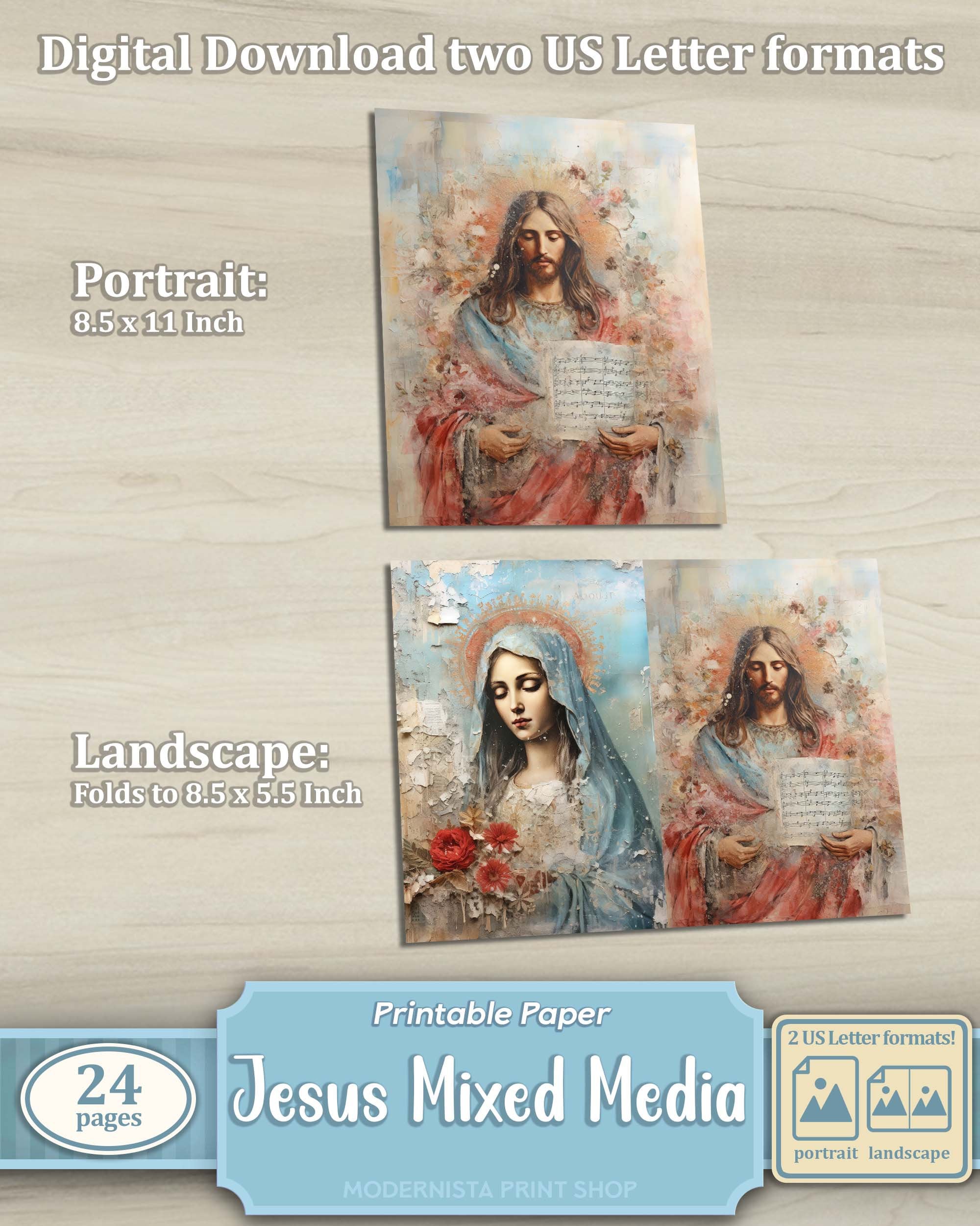 Jesus Mixed Media Junk Journal Kit: Christian Faith Pages (digital ...