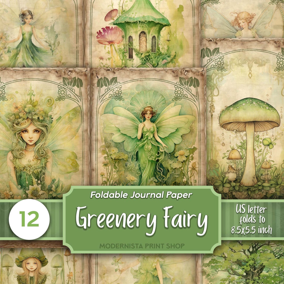 Greenery Fairy Junk Journal Pages: Vintage Printable Paper (digital ...