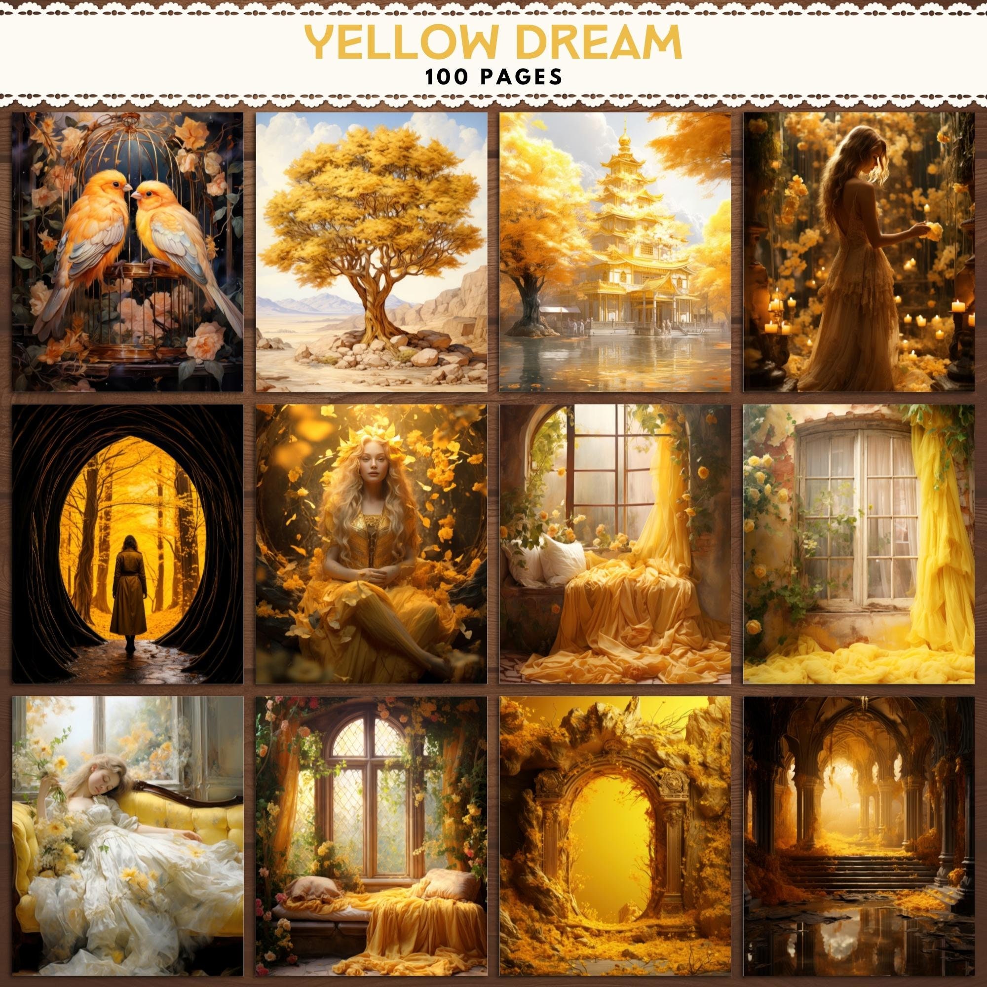 Large Bundle 100 Yellow Digital Papers Art Kit | Yellow Printable ...
