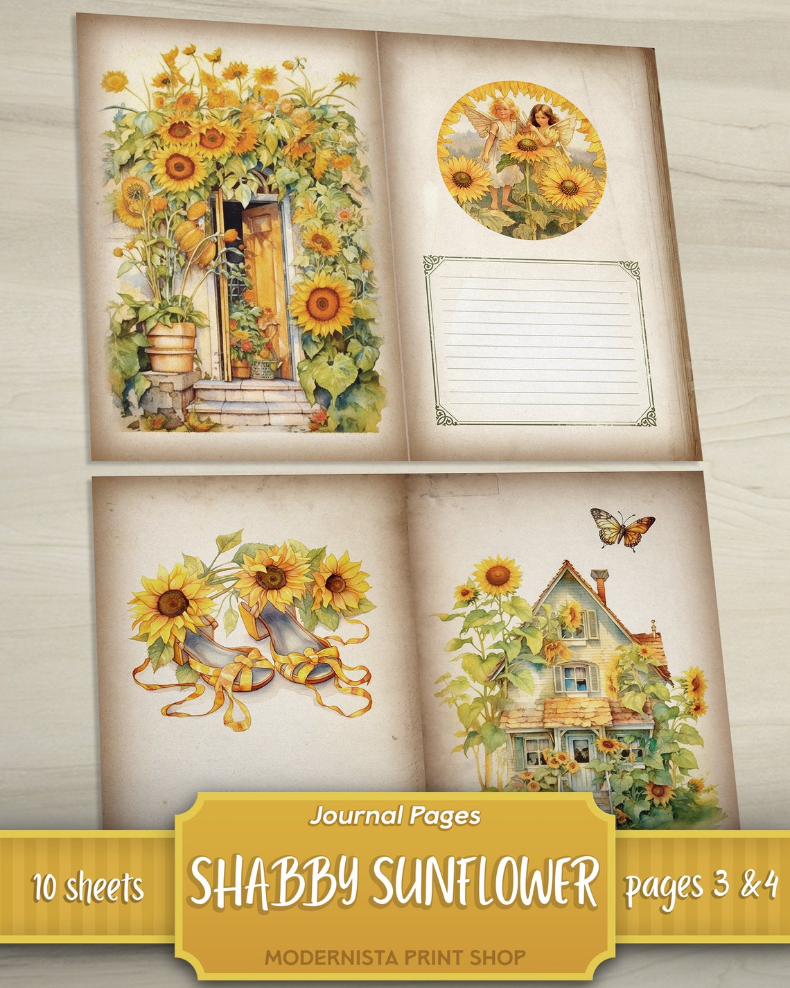 Sunflowers Junk Journal Pages Vintage Sunflowers Junk Journal - Etsy