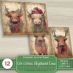 Highland Cow Christmas Junk Journal Digital Papers, Highlandcow ...