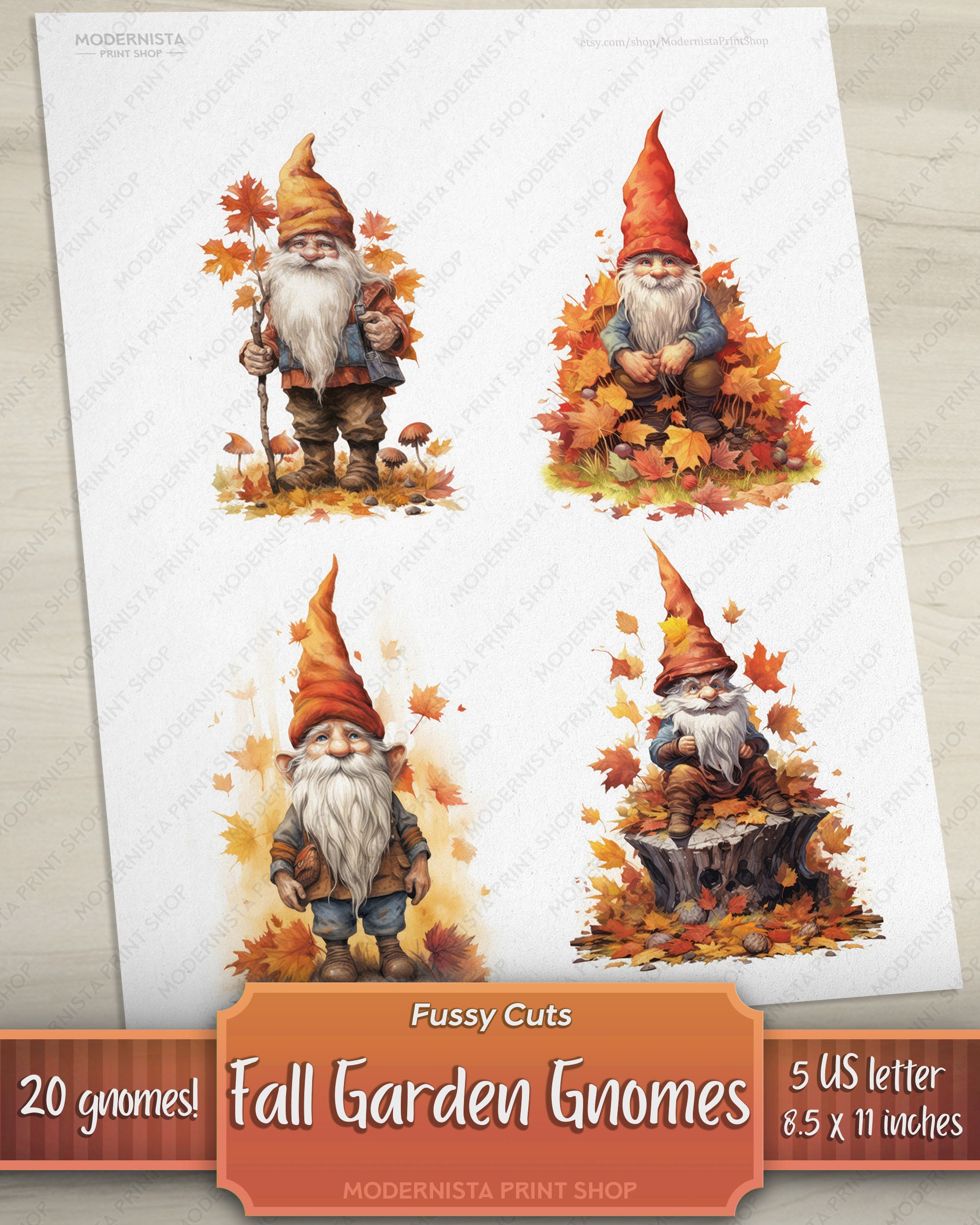 Printable Fall Garden Gnomes Fussy Cut Junk Journal Ephemera - Etsy