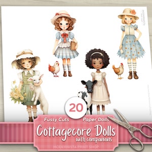 Cottagecore Paper Dolls: Farm Animal Friends (digital Dolls Images) - Etsy