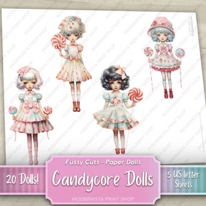 Candycore 20 Printable Paper Dolls Kit | Dolls Journaling | Fussy Cut ...