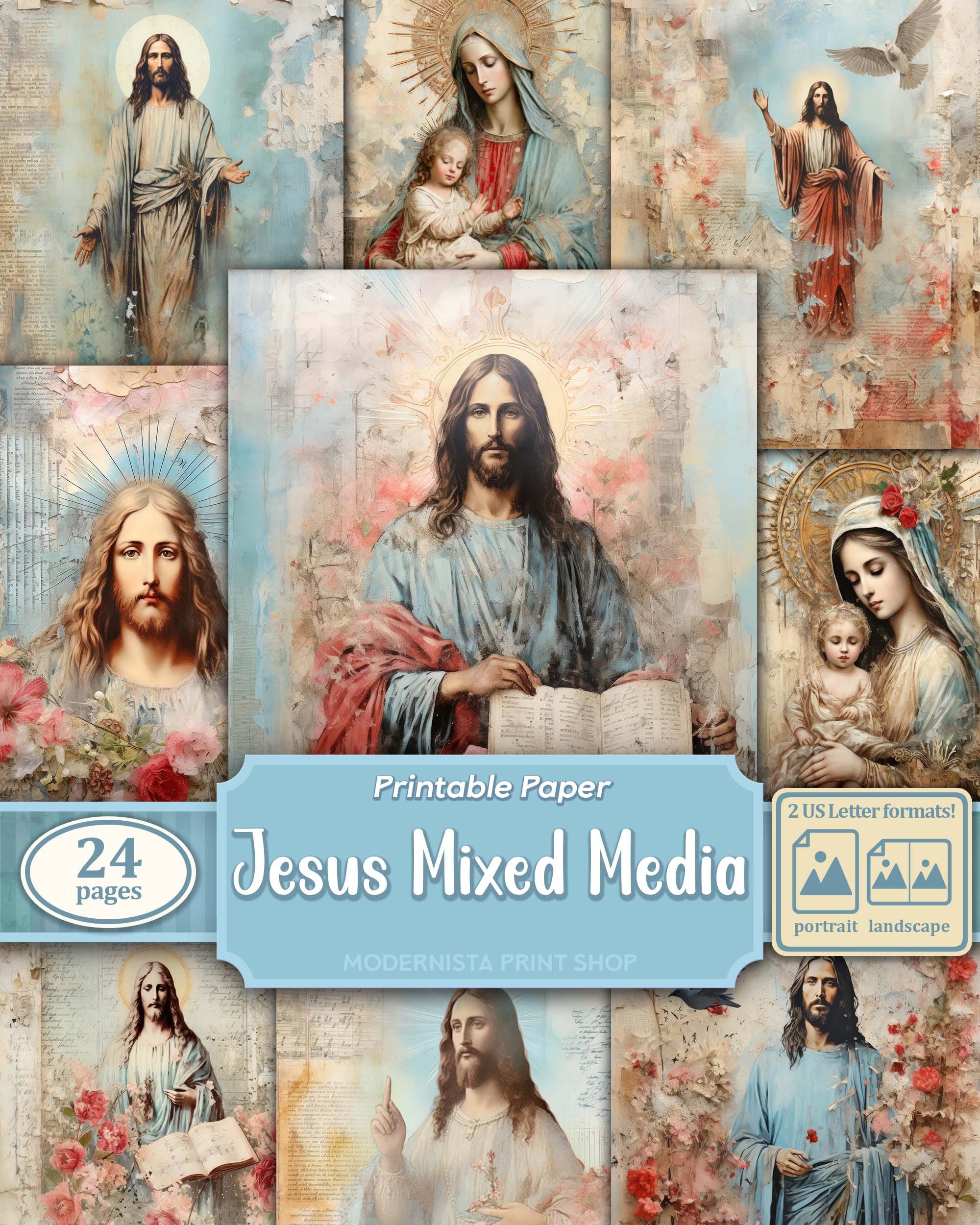 Jesus Mixed Media Junk Journal Kit: Christian Faith Pages (digital ...