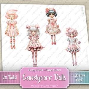 Candycore 20 Printable Paper Dolls Kit | Dolls Journaling | Fussy Cut ...