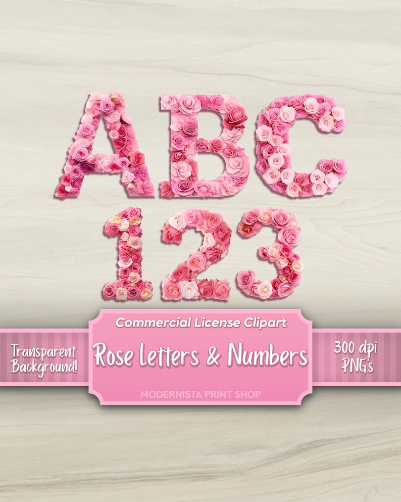Alphabet and Numbers Transparent Pngs Roses Floral Letters - Etsy